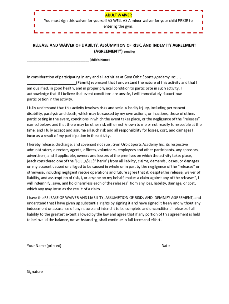 Fillable Online Free To Use Waiver Form Fax Email Print - pdfFiller