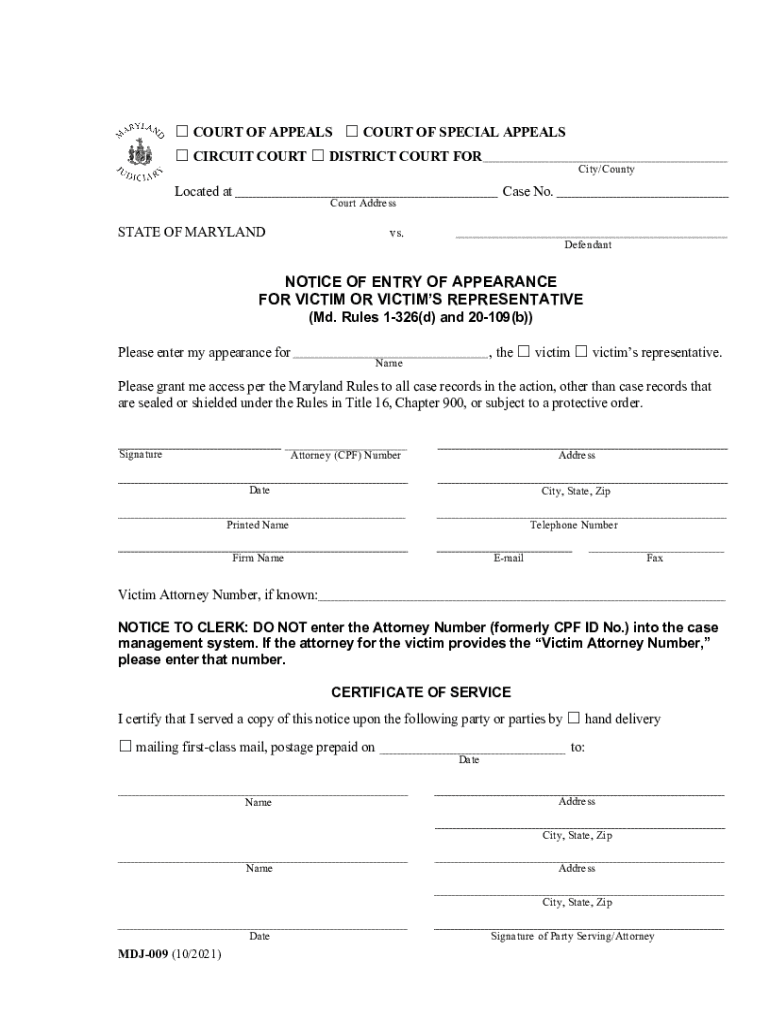 Fillable Online Fillable Online mdcourts REQUEST FOR ENTRY OF ... - pdfFiller Fax Email Print