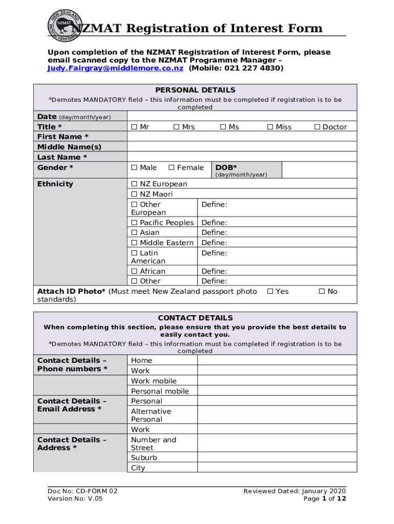 NZMAT Registration of Interest - Ministry of Health Doc Template ...
