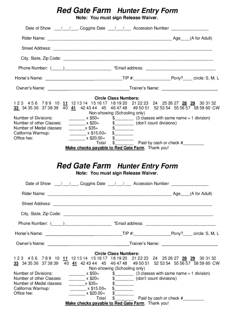 Fillable Online www.redgatefarmva.com03RG-Farm-entry-form-HunterRed ...