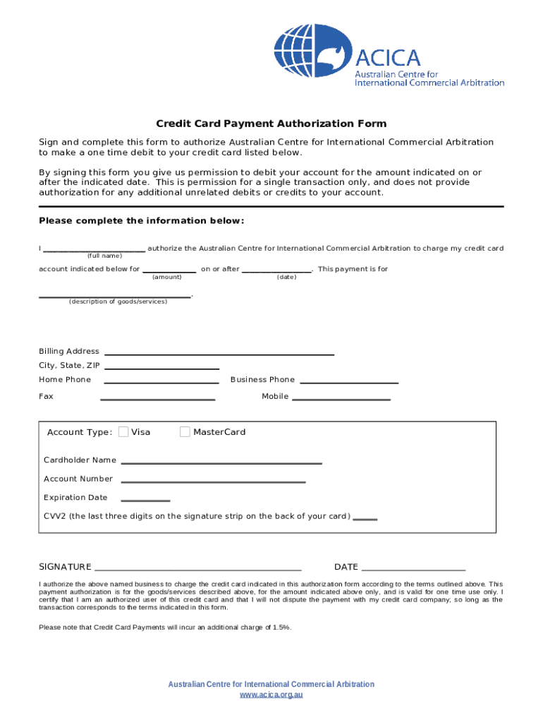 Credit Card Authorization Templates PDFSquareFree One (1) Time Credit ...
