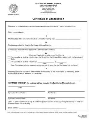 Fillable Online sos ga Instructions for completing Form CD 600 ...