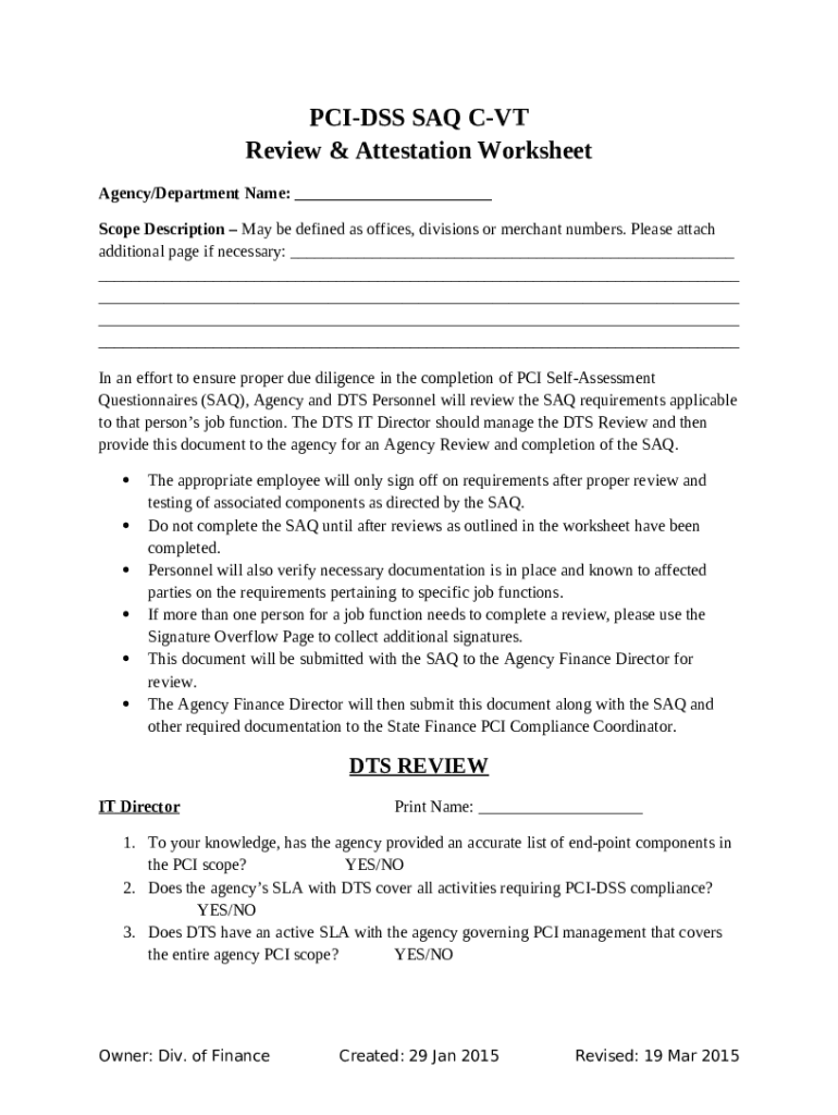 PCI-DSS SAQ C-VT - finance utah Doc Template | pdfFiller