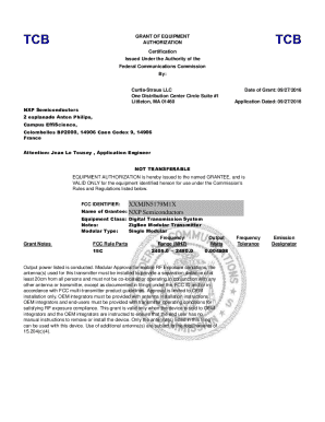 Fillable Online FCC - OET TCB Form 731 Grant of Equipment Authorization ...