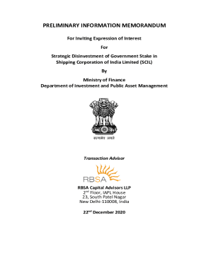 Fillable Online PRELIMINARY INFORMATION MEMORANDUM Global Invitation ...