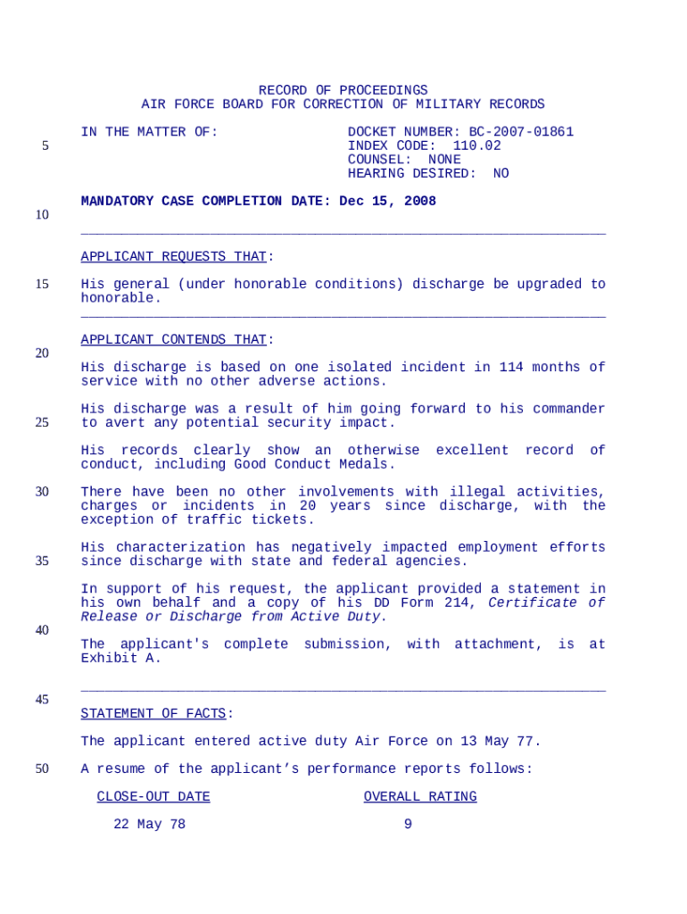 AIR FORCE BOARD FOR CORRECTION OF MILITARY RECORDS IN THE ... - boards ...