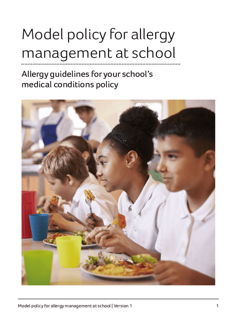 Fillable Online Allergy guidelines for your schools medical conditions ...