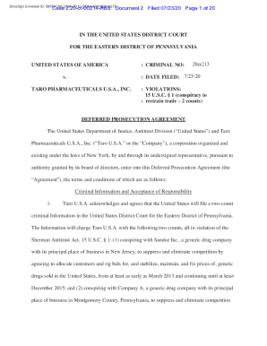 Fillable Online Deferred Prosecution Agreement: US v. Taro ...