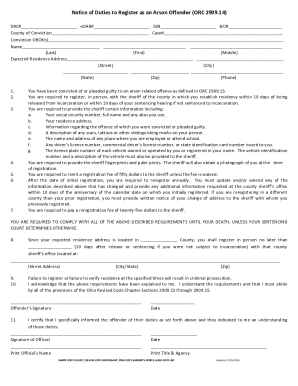 Fillable Online Notice of Duties to Register as an Arson Offender (ORC ...