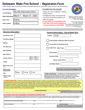 Fillable Online statefireschool delaware Delaware State Fire School ...