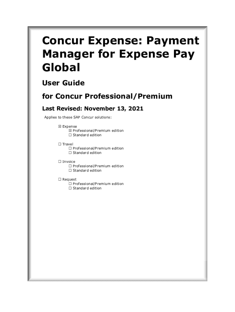 Fillable Online Fillable Online Expense Pay Global User Guide for Concur ... Fax Email Print ...