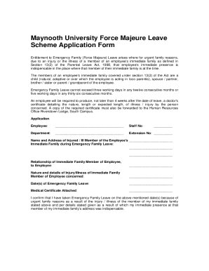 Fillable Online Force Majeure Leave Scheme - Application.doc Fax Email ...