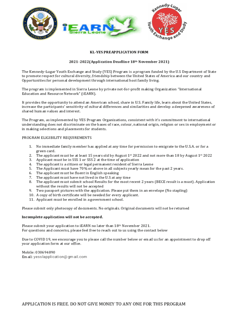 Fillable Online bd.usembassy.govwp-contentuploadsKL-YES Application ...