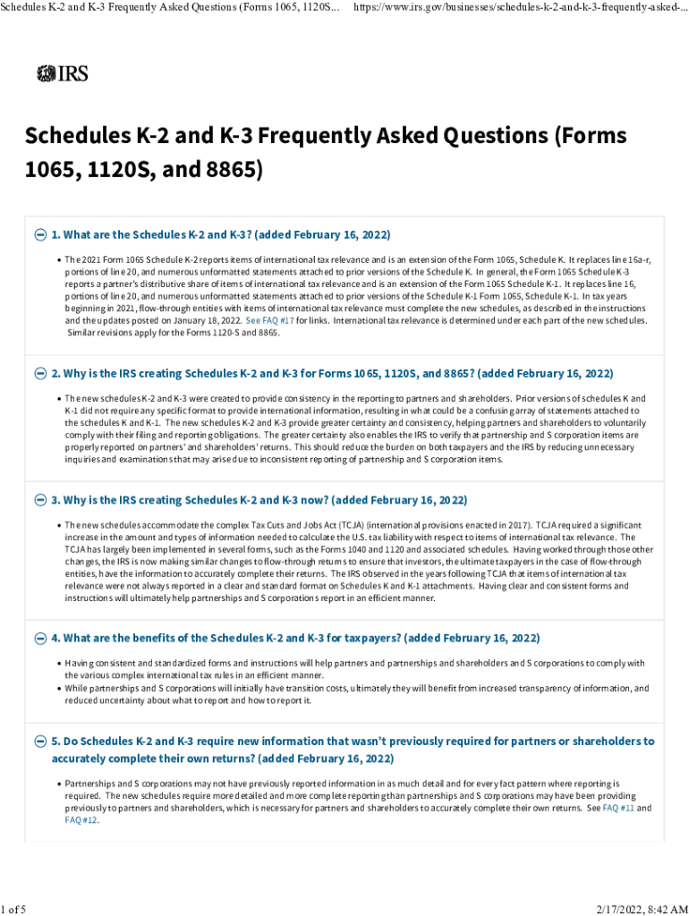 Fillable Online Draft Schedules K-2 and K-3 released to ... - IRS tax ...