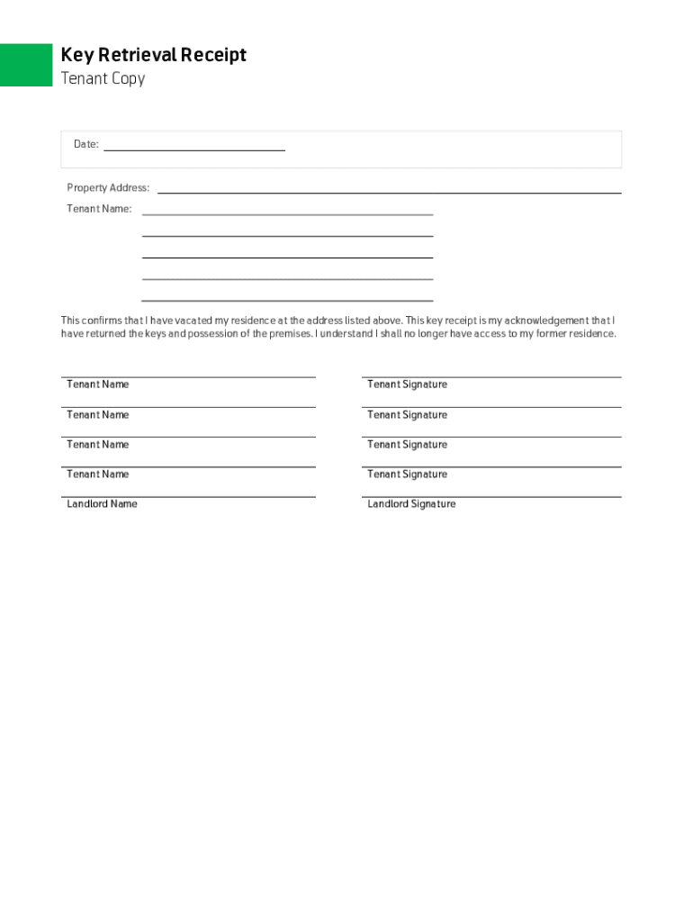 Fillable Online Tenant Lease Key Receipt - meet.soh.hku.hk Fax Email ...