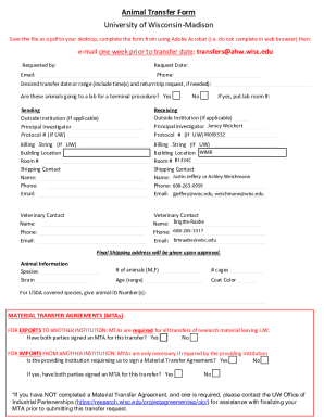 Fillable Online Animal Transfer Form Fax Email Print - pdfFiller