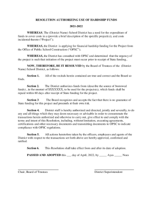 Fillable Online Financial Hardship Sample School Board Resolution Fax ...