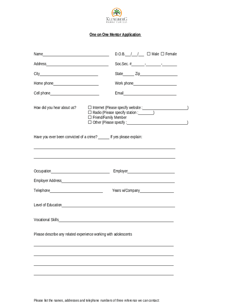 Mentor Application and Recruitment Doc Template | pdfFiller