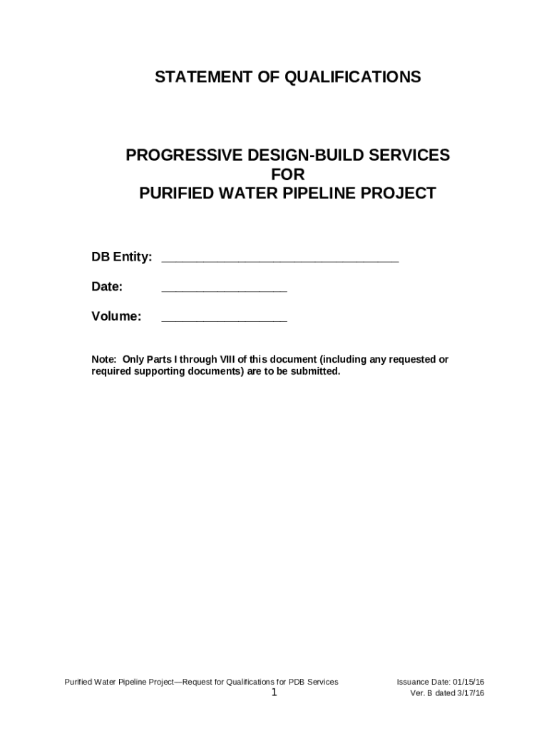 PURIFIED WATER PIPELINE PROJECT Doc Template | pdfFiller