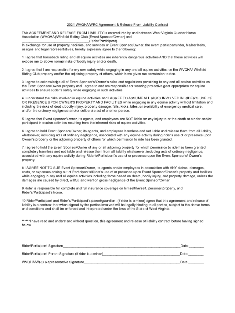 Fillable Online Agreement, Release, and Waiver of Liability Sample ...