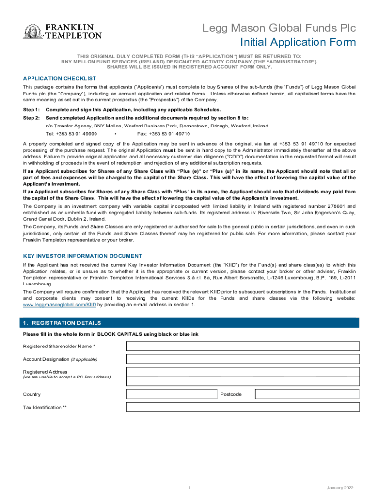 Fillable Online Legg Mason Global Funds Plc Initial Application Form ...
