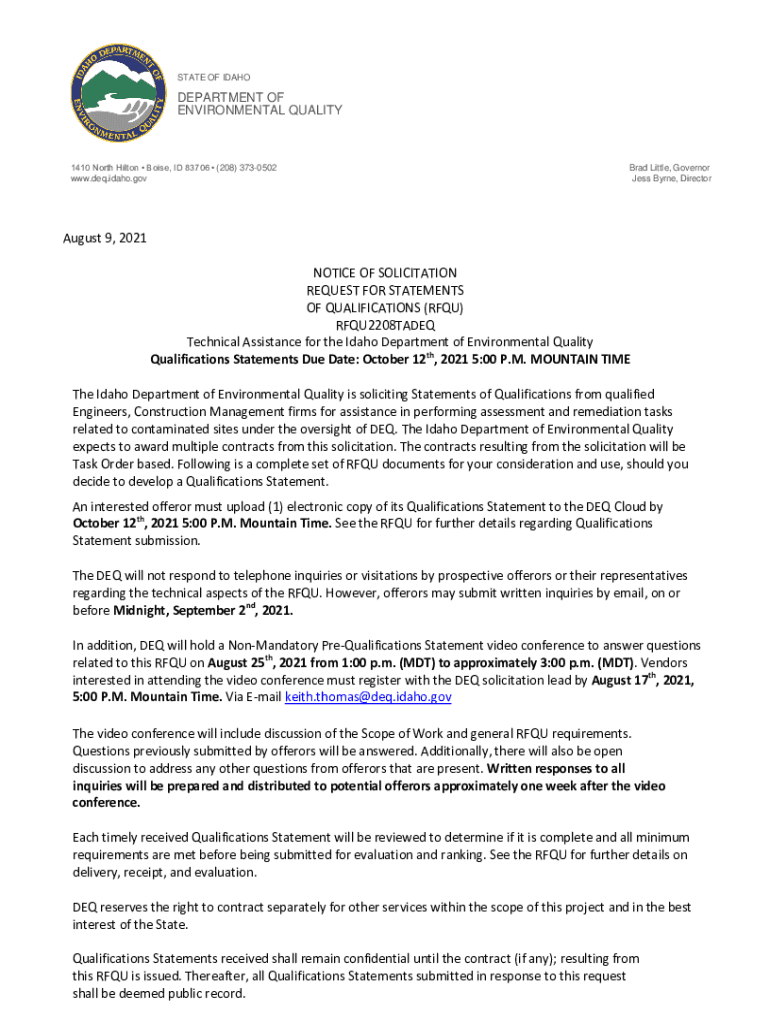 Fillable Online www2 deq idaho STATE OF IDAHO DEPARTMENT OF ...