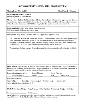 Fillable Online Get the free NAVAJO COUNTY AGENDA ITEM REQUEST FORM ... Fax Email Print - pdfFiller