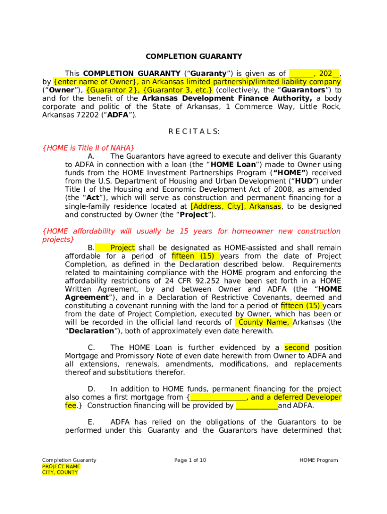 CLOSING GUARANTY OF COMPLETION by Morgans Hotel Group Co. Doc Template ...