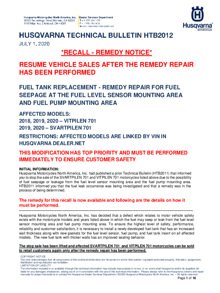 Fillable Online static.nhtsa.govodircl*RECALL - REMEDY NOTICE* RESUME ...