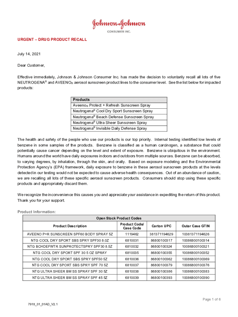 Fillable Online Aerosol Sunscreen Voluntary Recall Statement ...