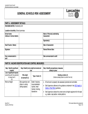 Fillable Online RISK ASSESSMENT FORM - loyneschool.org.uk Fax Email ...