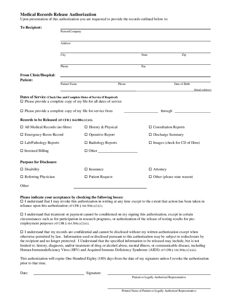 Fillable Online Authorization to Release Protected Health information ...