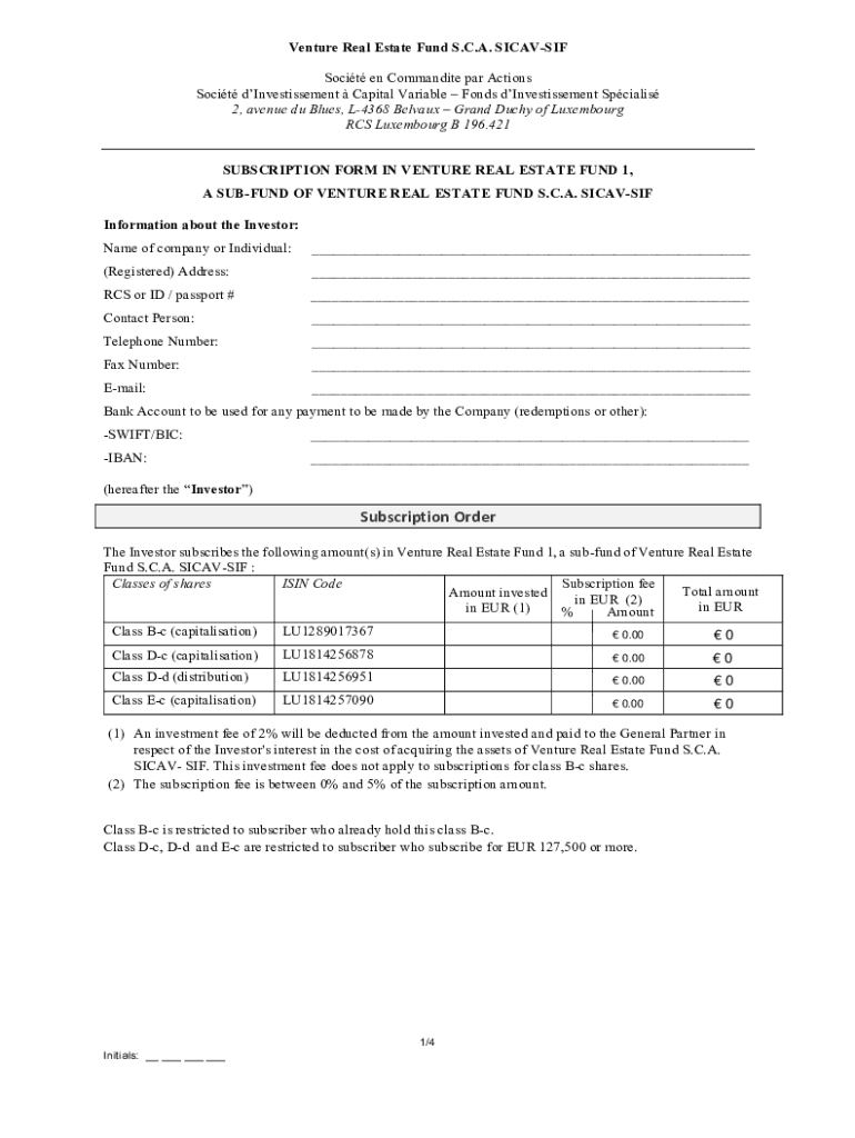 Fillable Online 20210319Venture Real Estate Fund S.C.A. SICAV-SIF ...
