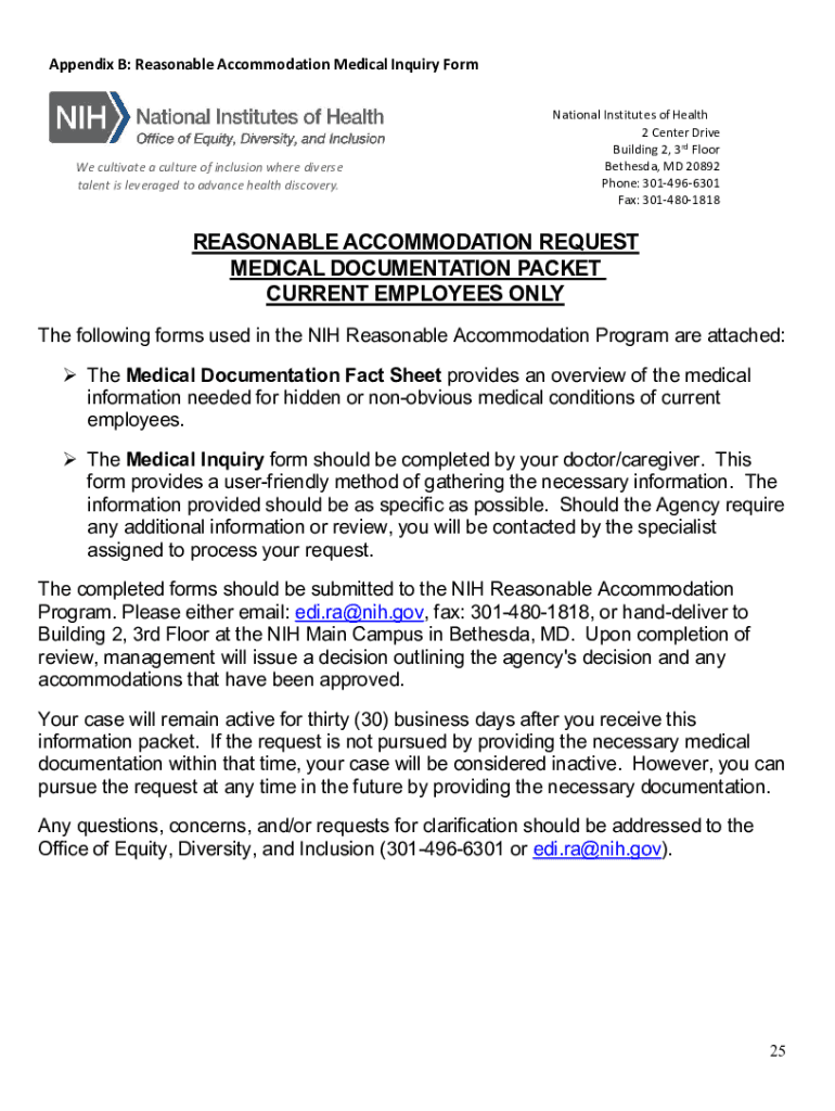 Fillable Online Reasonable Accomodation Request Medical Documentation ...