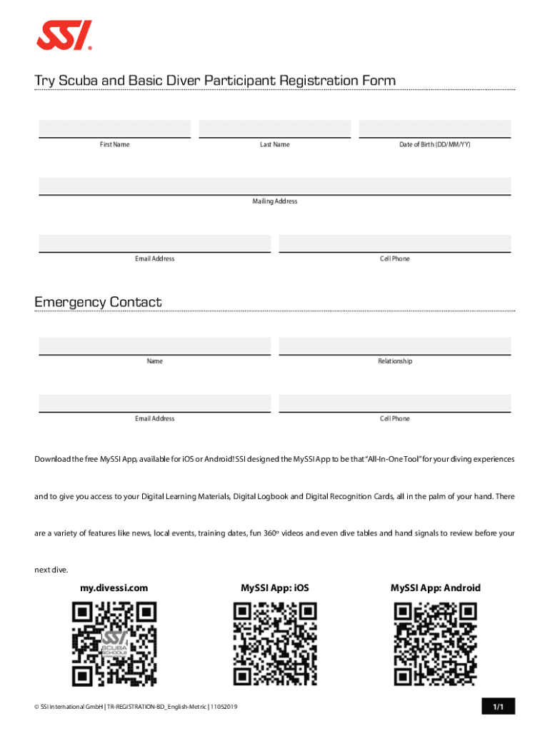 Fillable Online Fill - Free fillable Try Scuba and Basic Diver Participant ... Fax Email Print ...