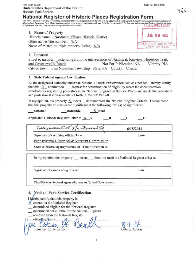 Fillable Online Nantmeal Village Historic District. Identifier (file name) Fax Email Print ...