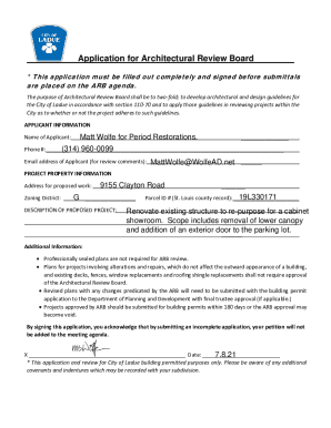 Fillable Online Application for Architectural Review Board Fax Email ...