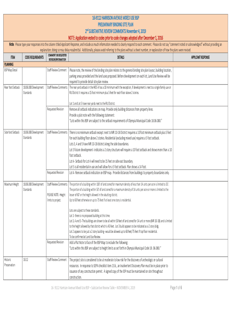 Fillable Online cms7files.revize.comolympiaDocumentcenter16-9112 HARRISON AVENUE MIXED USE BSP ...