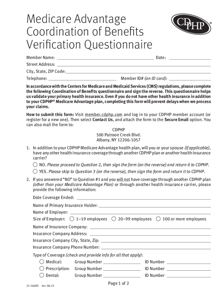 Fillable Online 2022 Medicare COB Questionnaire FIELDS FINAL ...