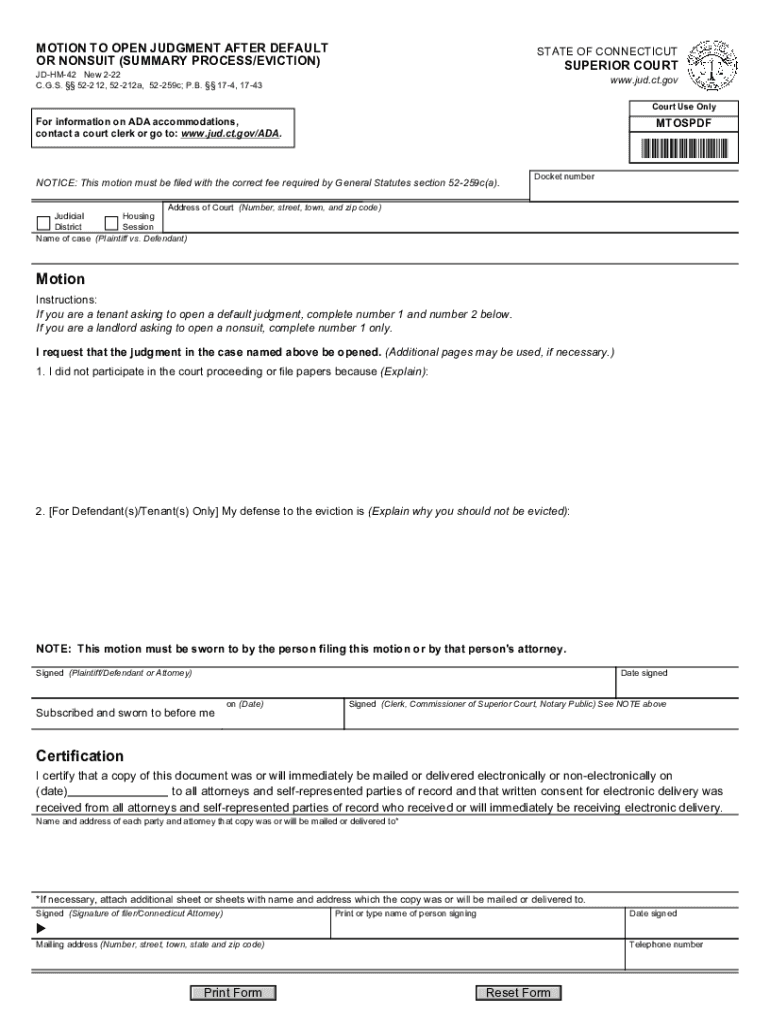 Fillable Online MOTION TO OPEN JUDGMENT AFTER DEFAULT OR NONSUIT ...