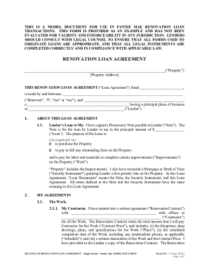 Fillable Online Fannie Mae HomeStyle Renovation Loan Agreement Fax ...