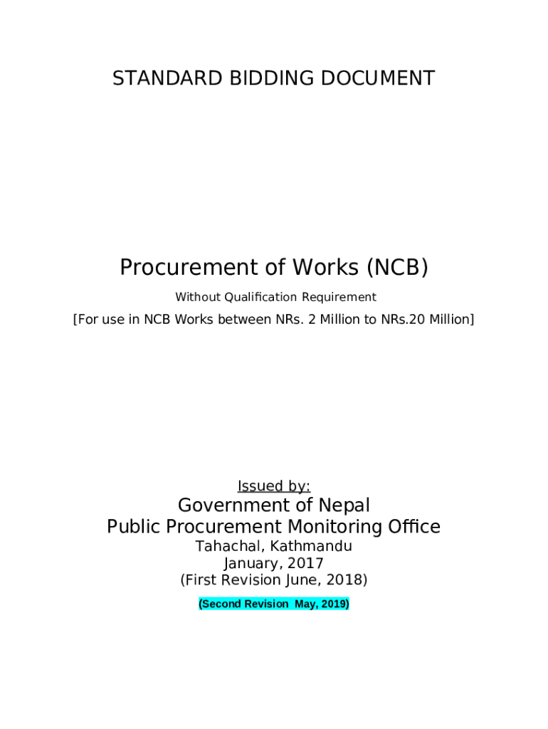 STANDARD BIDDING DOCUMENT Procurement of Works (NCB) - ppmo gov Doc Template | pdfFiller