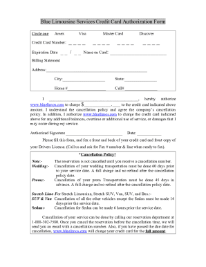 Fillable Online EWR Limousine Services Credit Card Authorization Form ...