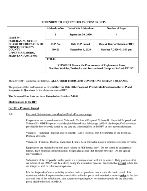 Fillable Online ADDENDUM TO REQUEST FOR PROPOSALS (RFP) Addendum Date ...