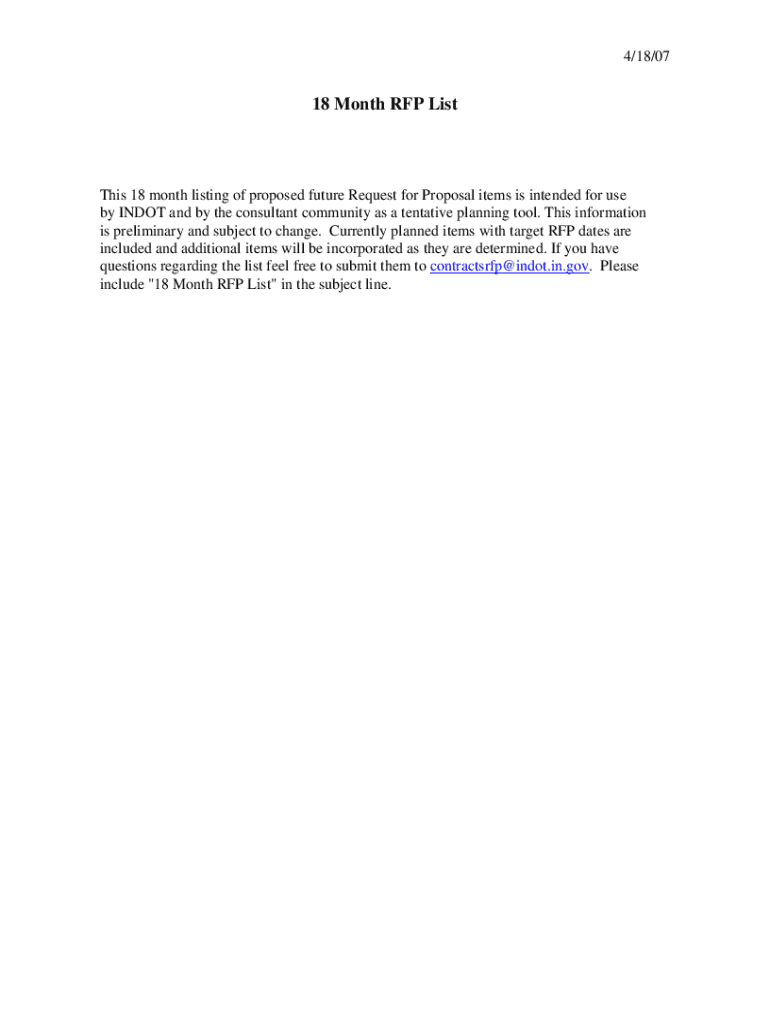Fillable Online INDOT Consultant Services Request for Proposal (RFP ...