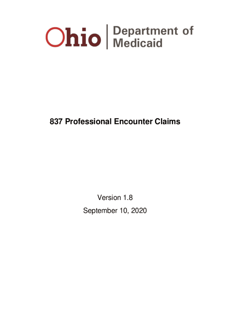 Fillable Online 837 Professional Encounter Claims - Ohio Medicaid Fax ...