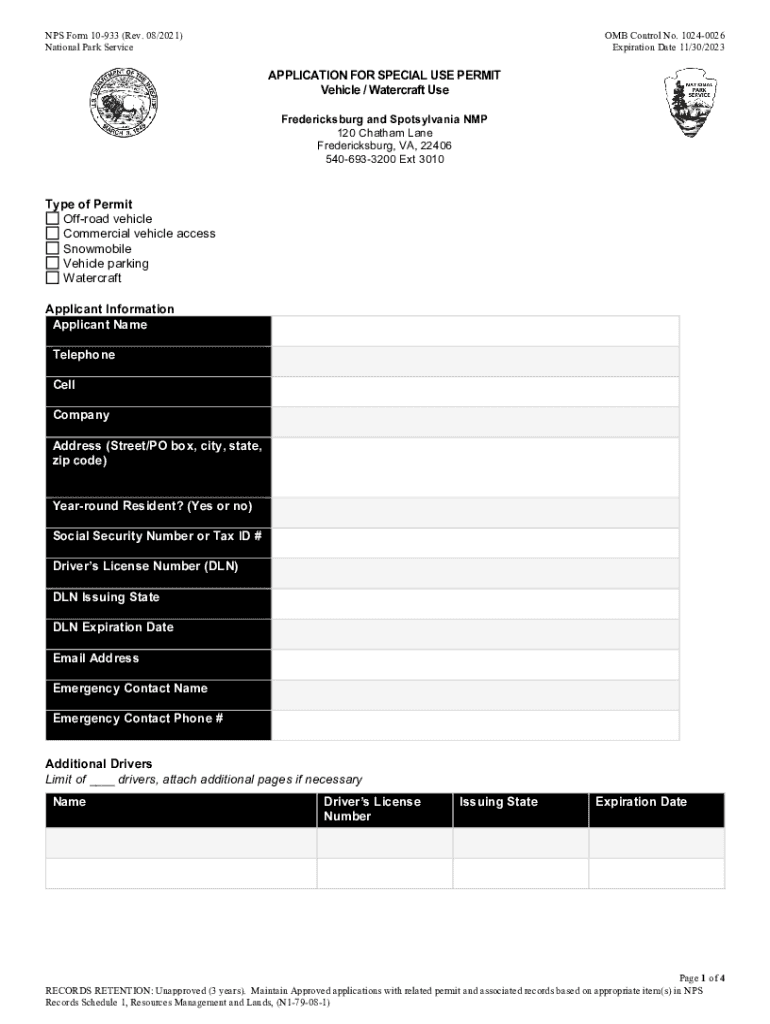 Fillable Online Application for Vehicle or Watercraft Use (Form 10-933 ...