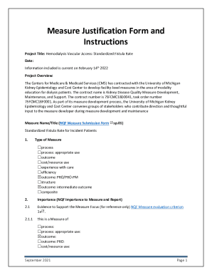 Fillable Online Measure Justification Form and Instructions. Measure ...