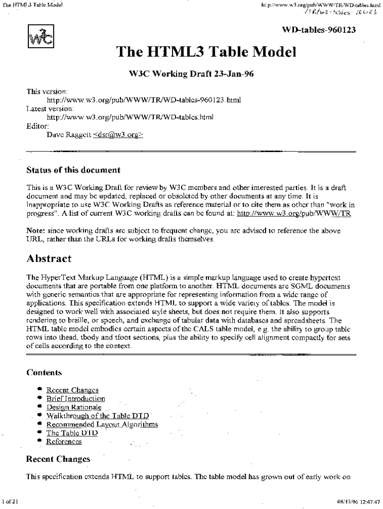 Fillable Online Re: HTML3 tables from Philippe-Andre ... - lists.w3.org ...