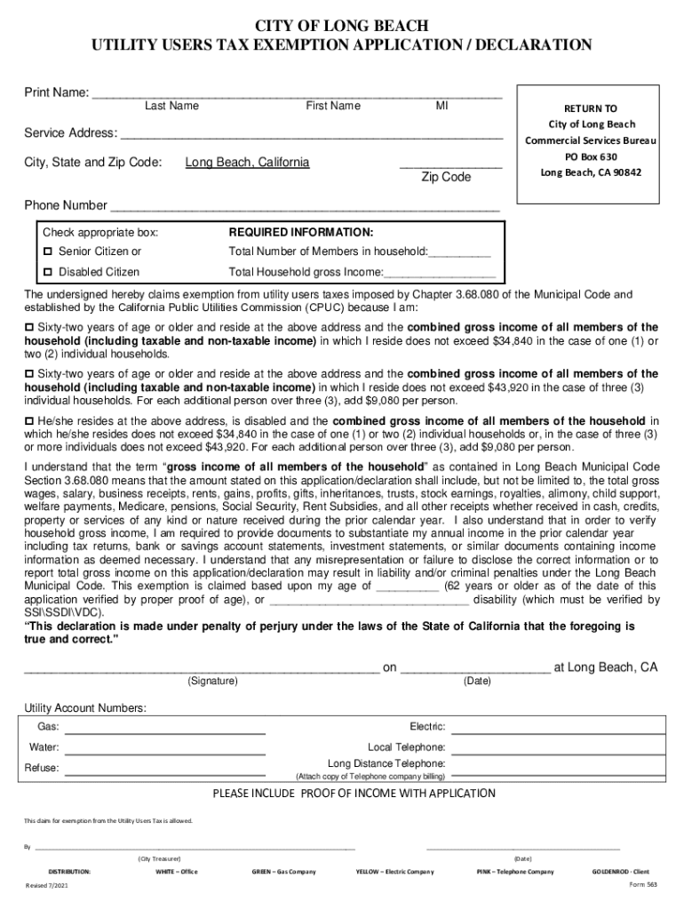 Fillable Online Fillable Online city of long beach utility users tax ...